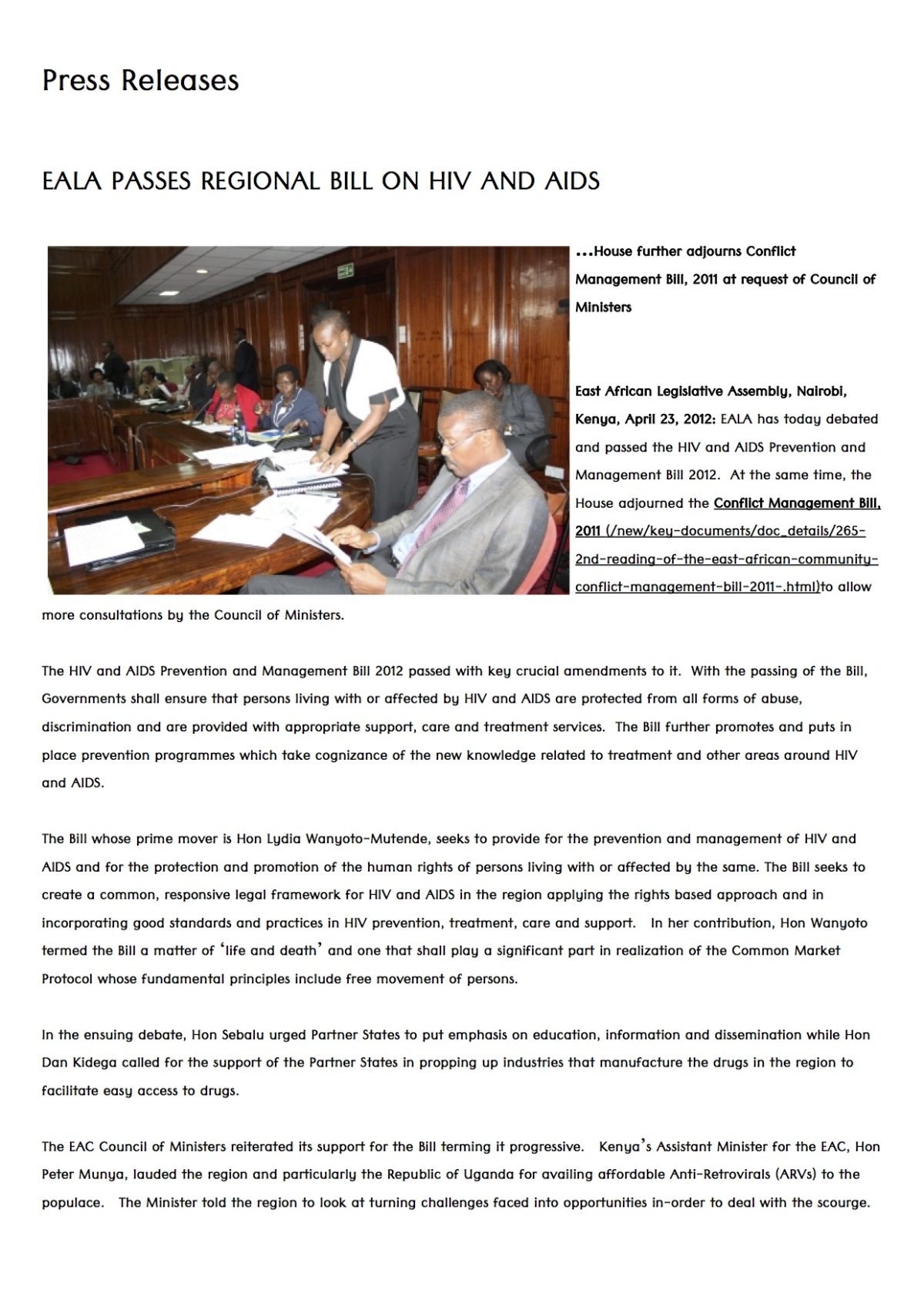 The East African Legislative Assembly passes the EAC HIV & AIDS ...